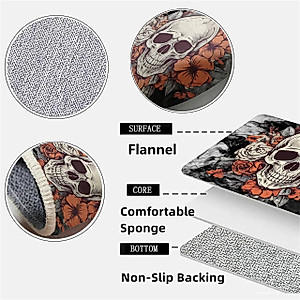 Srocvi Death Moth Area Rug Halloween Spooky Design Carpet with Skulls and Flowers Printed on Wild Animal Moths Butterfly Modern Retro Rustic Gothic Art Aesthetic Rugs for Yoga Room Porch, 3x4ft