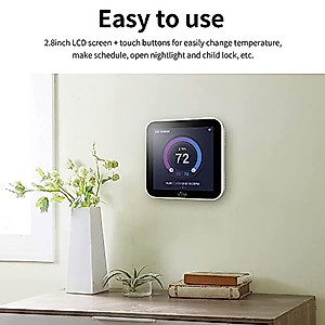 Vine 4 Inches Full Touch Screen TJ-560 Programmable Smart Wi-Fi Thermostat for Home with App Control, Energy Saving, Easy Installation, Compatible with Alexa and Google Assistant, White