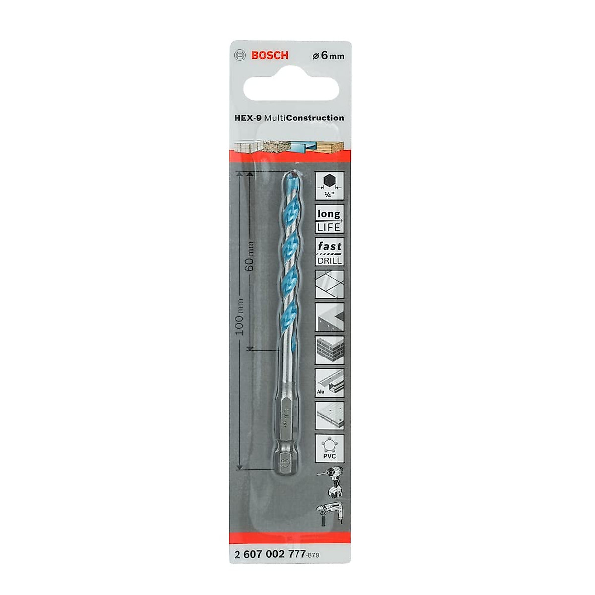 Bosch 2607002777 Multi-Purpose Drill Bit "Hex-9 Multi Construction" 6x60mm