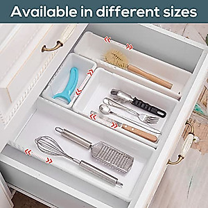 5 Pack Expandable Drawer Organizer for Utensils Holder, Adjustable Cutlery Tray, Drawer Dividers Organizer for Silverware, Flatware, Knives in Kitchen, Bedroom, Living Room (M)