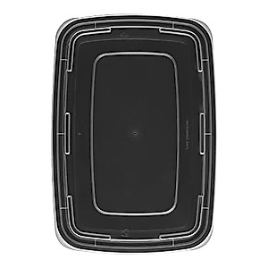 TIYA Takeout Food Containers - 28 oz Bulk 150 Pack with Lids - Rectangular Plastic Food Storage - Reusable Microwavable Dishwasher Safe Restaurant Set - Leak Proof for To-Go & Meal Prep