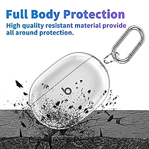 Valkit Compatible with Beats Studio Buds/Buds + Case Cover, Clear Soft TPU Protective Cover with Keychain for Women Men Shockproof Skin Case for Beats Studio Buds 2021/Beats Studio Buds + 2023