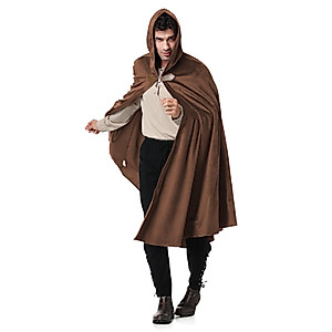 Colorful House Adult Northern knight Costume Cloak Gothic Witch Cloak Renaissance Medieval Capes(Brown,39")