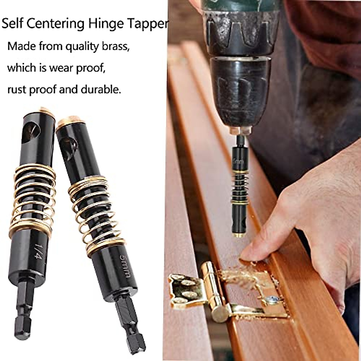 Watris Veiyi Self Centering Hinge Drill, Centering Bits, Hex Shank Center Drill Bit Set, Center Hole Bit, Door Window Cabinet Centering Drill Bits Hinge Opening Tool(5mm&1/4")
