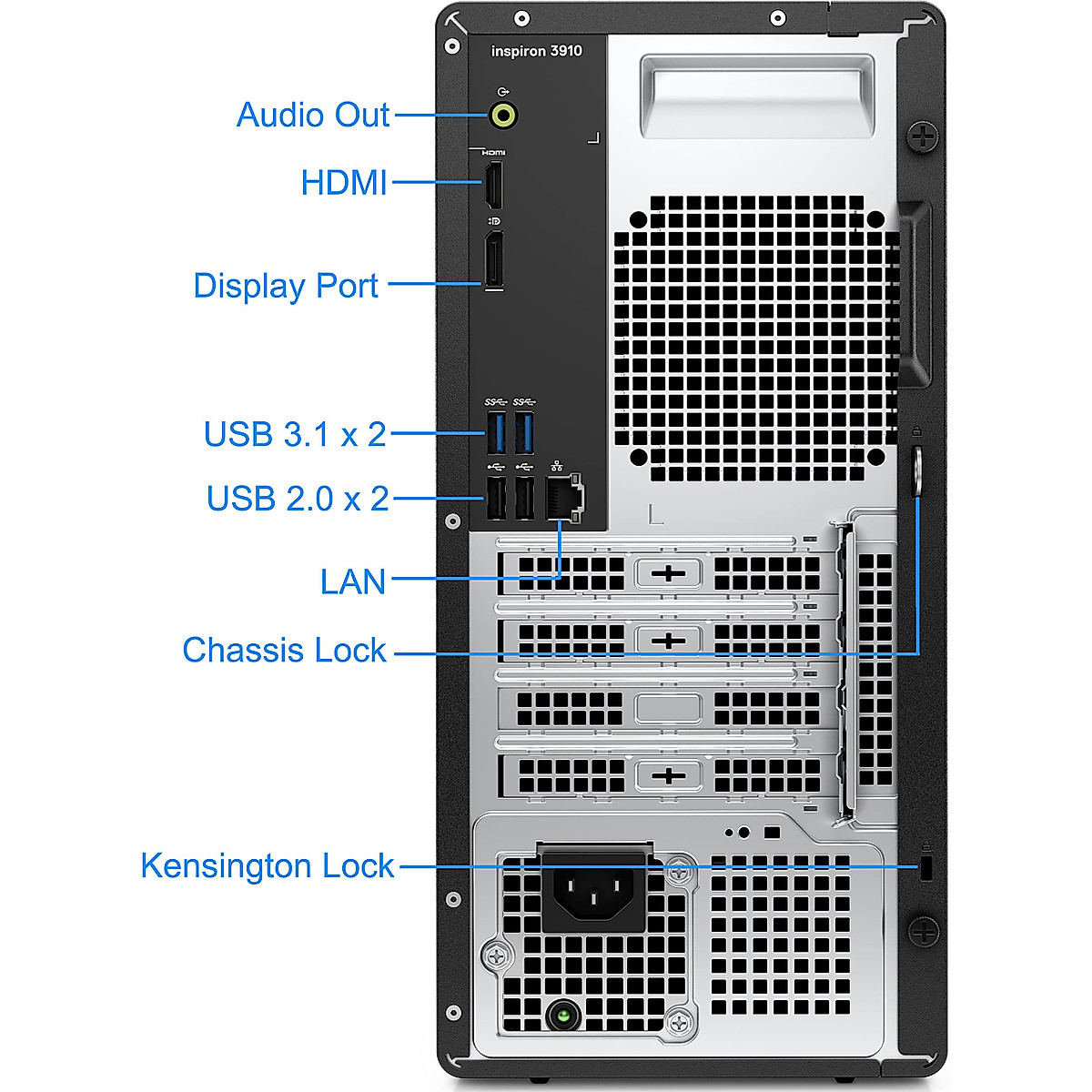 Dell Inspiron 3910 Mini-Tower Desktop Computer, Intel Core i7-12700, 64GB RAM, 2TB SSD NVMe + 1TB HDD, AX Wi-Fi, Bluetooth, SD Card Reader, HDMI, VGA - Windows 11 Pro (RENEWED)