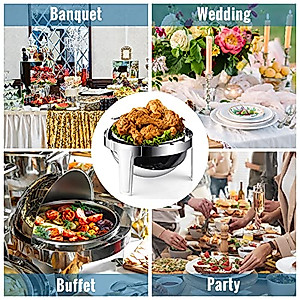 3 Pack Roll Top Chafing Dish Buffet Set 6 Quart Round Stainless Steel Chafer for Catering with Solid Stand and Fuel Holder Buffet Servers and Warmers for Party Banquets Wedding Buffets