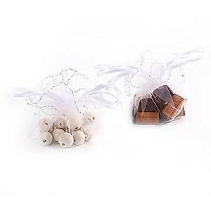 Bezall White Organza Bags, 50pcs Sheer Round Drawstring Christmas Wedding Party Favor Pouches Jewelry Candy Gift Packaging Bags, 9.8 inch Diameter