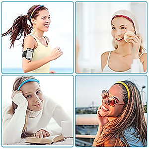 Duufin 30 Pieces Plastic Headbands, Thin Plain Plastic Headband with Teeth, Colorful Plain Headbands 0.8cm, for Girls and Women, 30 Colors