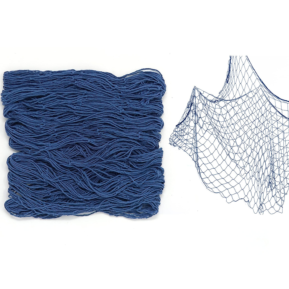 Fish Net Decoration Party Decor – Blue Cotton Netting 48” x 144” Inches. Fishnet for Nautical Theme, Pirate Party, Hawaiian Party, Underwater, Beach, Ocean & Mermaid Party.