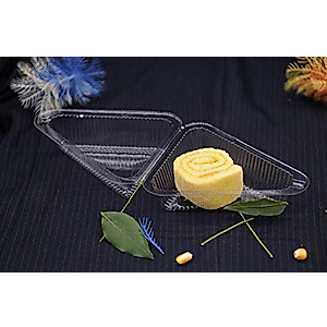 50 Pack Cheesecake Containers,Clear plastic Hinged Cake Slice Container 4 inch x 3 inch