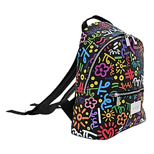 BRITTO Romero Vegan Leather Small Backpack, Colorful Graffiti
