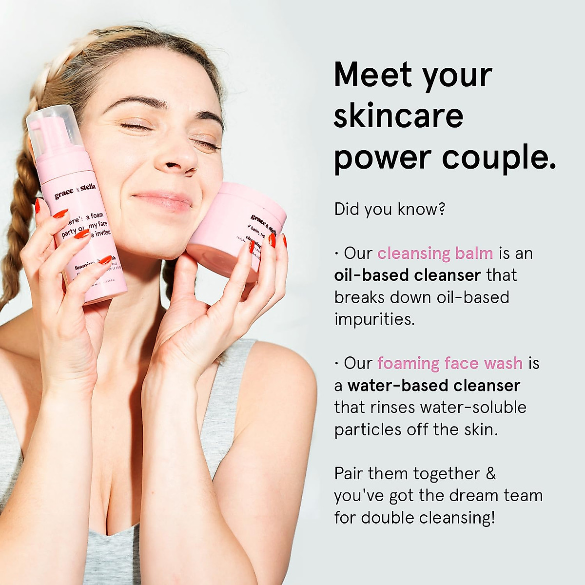 grace & stella Foaming Facial Cleanser (150ml) - Sensitive Skin Face Wash - Vegan - Limpiador Facial - Hydrating Facial Cleanser - Face Wash Sensitive Skin - Cleanser For Dry Skin