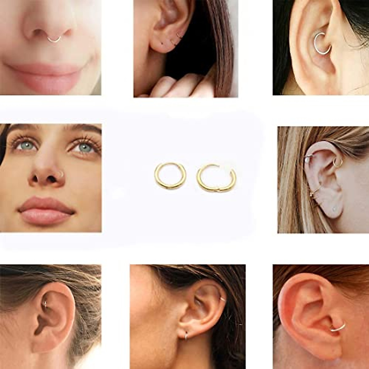 Small Silver Unisex Cartilage Hoop Earrings,316L Surgical Stainess Steel Huggie Hoop Earrings for Helix Tragus Cartilge Lobes Hinged Sleeper Earrings for Men Women(9mm, Silver)