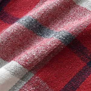 Little Kids Boys Girls Flannel Plaid Shirt Jacket Long Sleeve Lapel Button Down Pocketed Shirts Regular Fit Casual Fall Coat, White Red, 12-18 Months