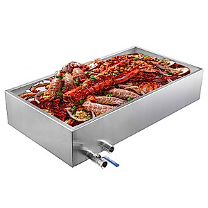 Marada Maple Syrup Evaporator Pan with a Valve Two interfaces Steam Table Pan 304 Stainless Jam Food Pan Chafing Pan for Home, Outdoor, Cooking (30"L x 16" W x 9.5" H)