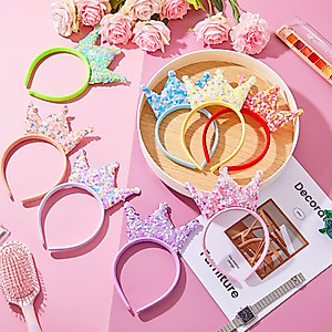 Jenaai 24 Packs Princess Crowns Headband Glitter Headbands Crown Party Favors Princess Birthday Party Decorations for Girls