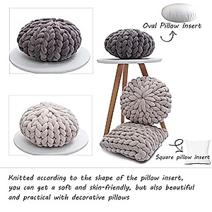 Aloiyue Chunky Knit Yarn,Velvet Bulky Big Cotton Tube Thick 17.6oz Giant Puffy Stuffed for Handmade Weave Throw Blanket Knot Pillow Cat Nest,22 Yards DIY Vegan Yarn,Light Grey 1.1lbs/17.6oz/22yards