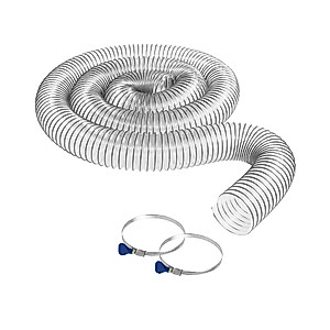 2-1/2 inch Diameter by 10 foot Long PVC Dust/Debris Collection Hose MADE IN THE USA with 2 each 2.5 inch Turnkey Stainless Steel Hose Clamps