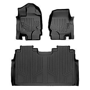 MAXLINER Custom Fit Floor Mats 2 Row Liner Set Black Compatible with 2015-2022 Ford F-150 SuperCrew Cab with 1st Row Bucket Seats