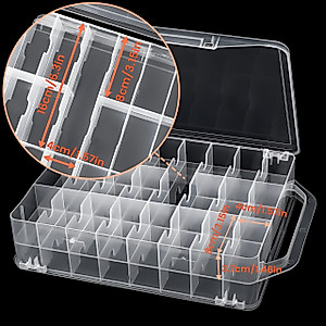 New brothread Pack of 2 Double-Sided Sewing Organizers, Thread Storage Boxes with 2x46 Grids, Clear Organizer Boxes for Embroidery Sewing Thread, Embroidery Floss, Needle, Beads, Small Crafts,Toy Cars
