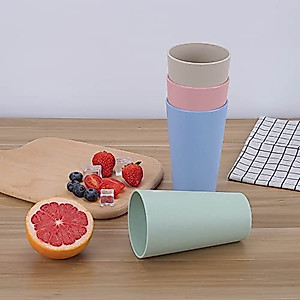 LuckyZone Wheat Straw Unbreakable Cup | 20 oz Reusable Water Drinking Glasses Sets of 5 | Lightweight Stackable Tumbler for Kitchen Outdoor | Dishwasher Safe, BPA Free and Eco friendly (20 oz)