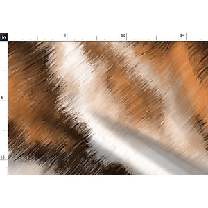 Spoonflower Fabric - Black White Orange Animal Print Fur Calico Cat Hair Watercolor Pencil Printed on Minky Fabric Fat Quarter - Sewing Baby Blankets Quilt Backing Plush