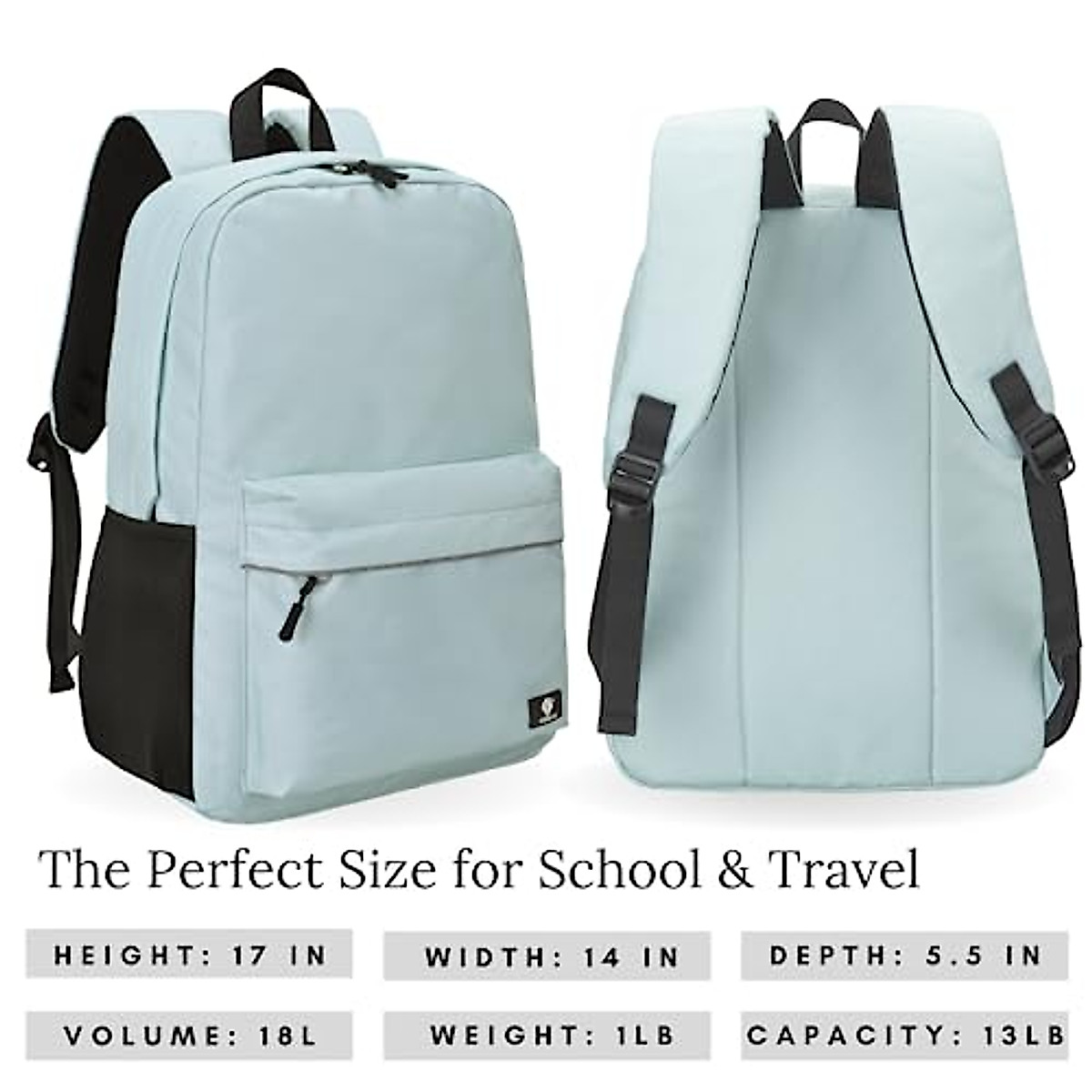 Fenrici Backpack for Teen Girls, Boys, Aesthetic Kids' Bookbags for School or Travel with Padded Laptop Compartment, Sage Green