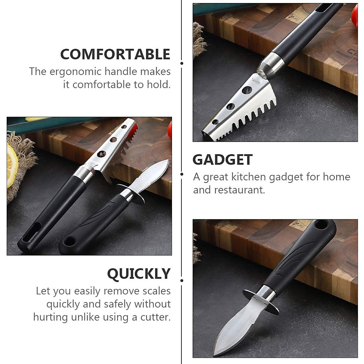 DOITOOL Fish Scaler Brush Oyster Shucker Set Oyster Shucking Seafood Skin Cleaning Brush Scraper Kitchen Shucking Tools