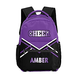 SunFancyCustom Personalized Cheer Cheerleaders Star Purple Backpack Causual Shoulder Bags for Women Men Gift
