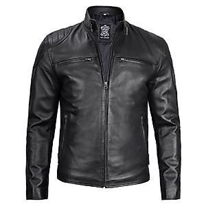 Blingsoul Black Biker Leather Jacket Men | [1100625] Vermont - XL