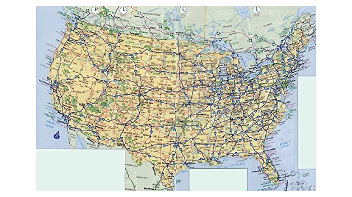 USA Highways Laminated Road Map Poster 36x24 | Gifts Delight