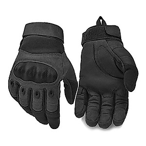 REEBOW GEAR Tactical Gloves Motorcycle Riding Gloves Full Finger Gloves Black Medium