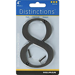 Distinctions 843248 4" Flush Mount House Number 8, No Size, Bronze