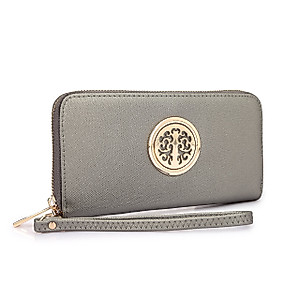 Dasein Lady Women Fashion Clutch Zip Around Emblem Long Wallet Purse Card Case Phone Wallet