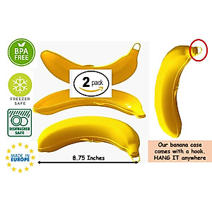 Banana Keeper On The Go Outdoor Travel Case BPA-Free Fruit Protector Saver Portable Banana Holder for Lunch Boxes Cute Carrier Storage Box 2 Pack Yellow (Banana Keeper)