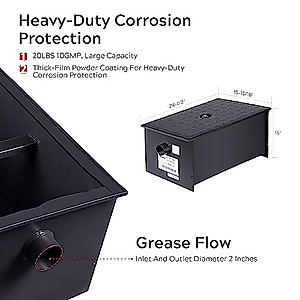 Wentworth 20 Pound Commercial Grease Trap Interceptor for Restaurant Under Sink Kitchen, 10 GPM, WP-GT-10