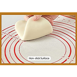 Extra Large Pastry Mat with Measurements 3 Size - 11 Inch, 16 Inch, 24 Inch, Nonstick Silicone Baking Fondant Measuring Pad for Rolling Dough Pie Crust, Pizza and Cookies