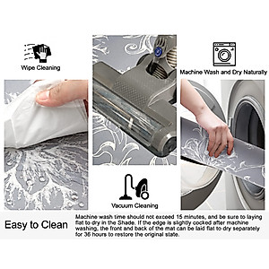 Cosilyt 1/10" Ultra Thin Extra Large 3×5 Feet and 24"×35" Front Door Mat Indoor Entryway Area Rug for Inside Entry, Waterproof Non Slip Washable Rubber Interior Door Mats, Baroque Grey