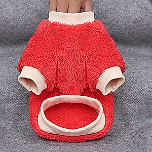 Coats for Dogs Winter Clothes Pet Dog Jacket Puppy Warm Sweaters Pet Clothes Cartoon Fruit Embroidery Pattern Keep Warmth Good Elasticity Pet Dogs Sweater Clothes for Winter - Red S
