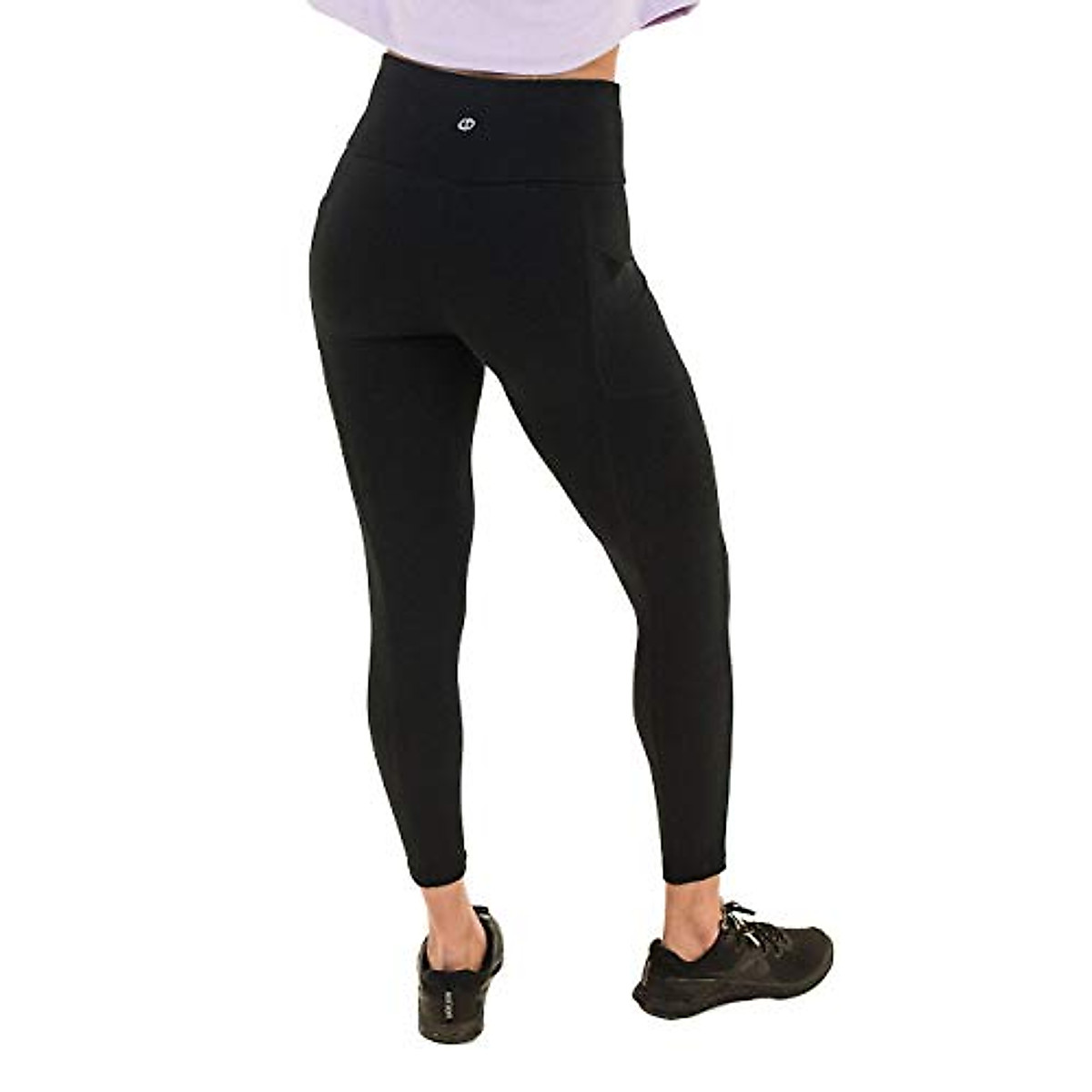 Spalding Women's Activewear Cotton Blend High Waist Legging with Pockets, 25.5" Inseam Black