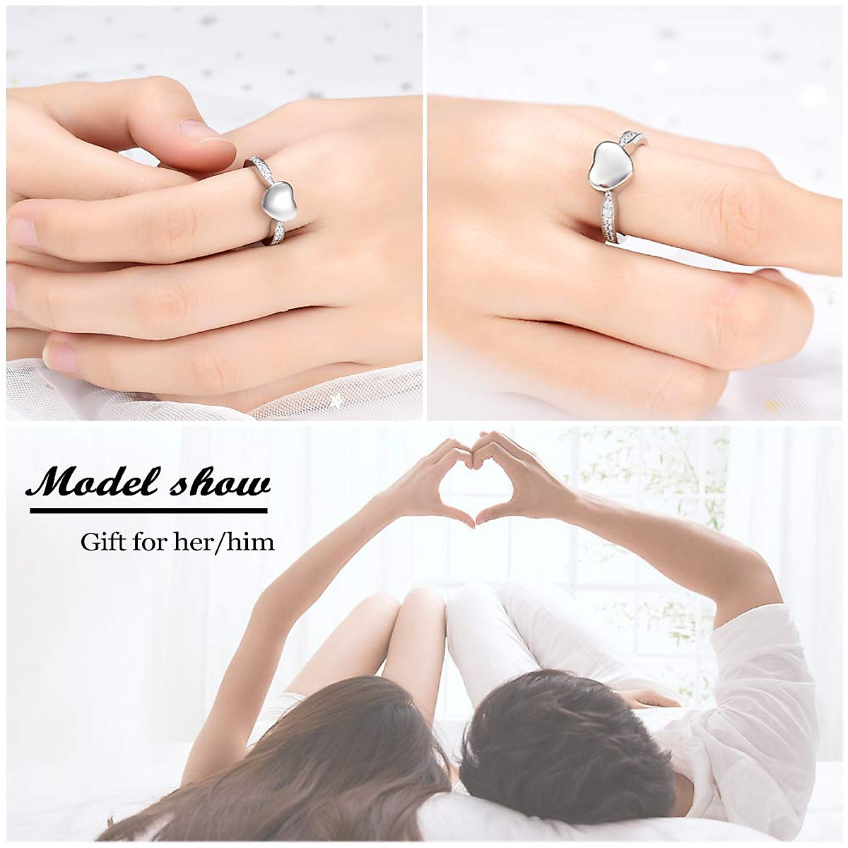 Yinplsmemory Heart Cremation Ring for Ashes for Women Men Keepsake Finger Ring Urns for Ashes for Loved One Stainless Steel Engravable Urn Jewelry for Dad Mom Size（5,6,7,8,9,10）