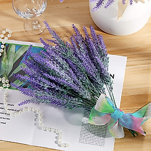 WILLBOND 12 Pieces Artificial Lavender Plants Lifelike Faux Silk Flowers for Weddings Home Garden Decoration Indoor Outdoor DIY Floral Arrangements