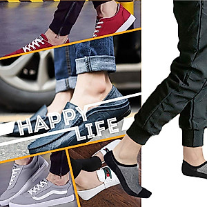 Faustine No Show Socks Ankle Low Cut Socks for Mens or Womens, Non Slip, 8 Pairs (8 Pairs (Black), L/XL(US Men Shoes Size 10-14))