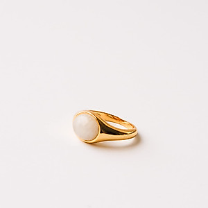 espere Rainbow Moonstone Ring | Natural Gemstone 18k Gold Plated Gold Ring | Chunky Statement Rings for Women | Handmade Jewelry | June Birthstone Gift [Size 8]