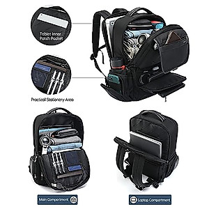 TIGERNU Travel Laptop Backpack for Men Business Travel Backpack with Laptop Compartment Fits 17 Inch Laptops（TGN-B001 Black）