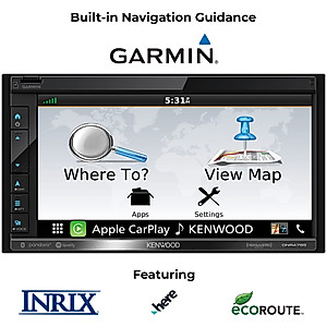 KENWOOD DNR476S 6.8" Car Stereo, Garmin Navigation Built in, Inrix Traffic Service, CarPlay and Android Auto, Bluetooth, (Does Not Play DVD's)