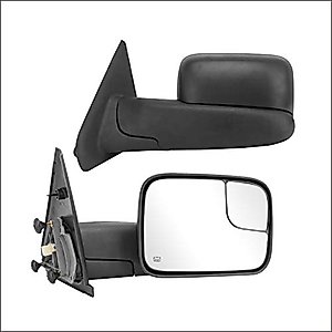 Perfit Zone TOWING MIRROR Replacement Fit For 2002-2009 RAM PAIR POWERED HEATED Without SIGNAL BLACK