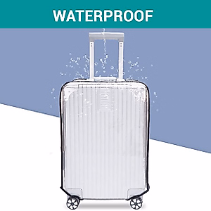 Clear Suitcase Cover - 20 24 26 28 30 Inch Waterproof PVC Suitcase Cover - Transparent Travel Suitcase Wrap - Protective Cover Case for Wheeled Luggage (24-Inch)