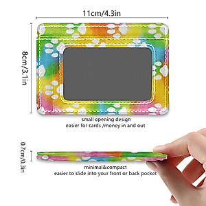 Linomo Thin leather Card Holder and Money Clip Watercolor Dog Paw Print Wallet RFID Blocking for Men & Women