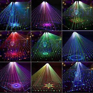 DJ Lights, AOELLIT LED RGB DJ Lights Sound Activated Disco Party Lights with 15 Modes and Remote Control for Indoor Parties, 9" x 5" x 5"